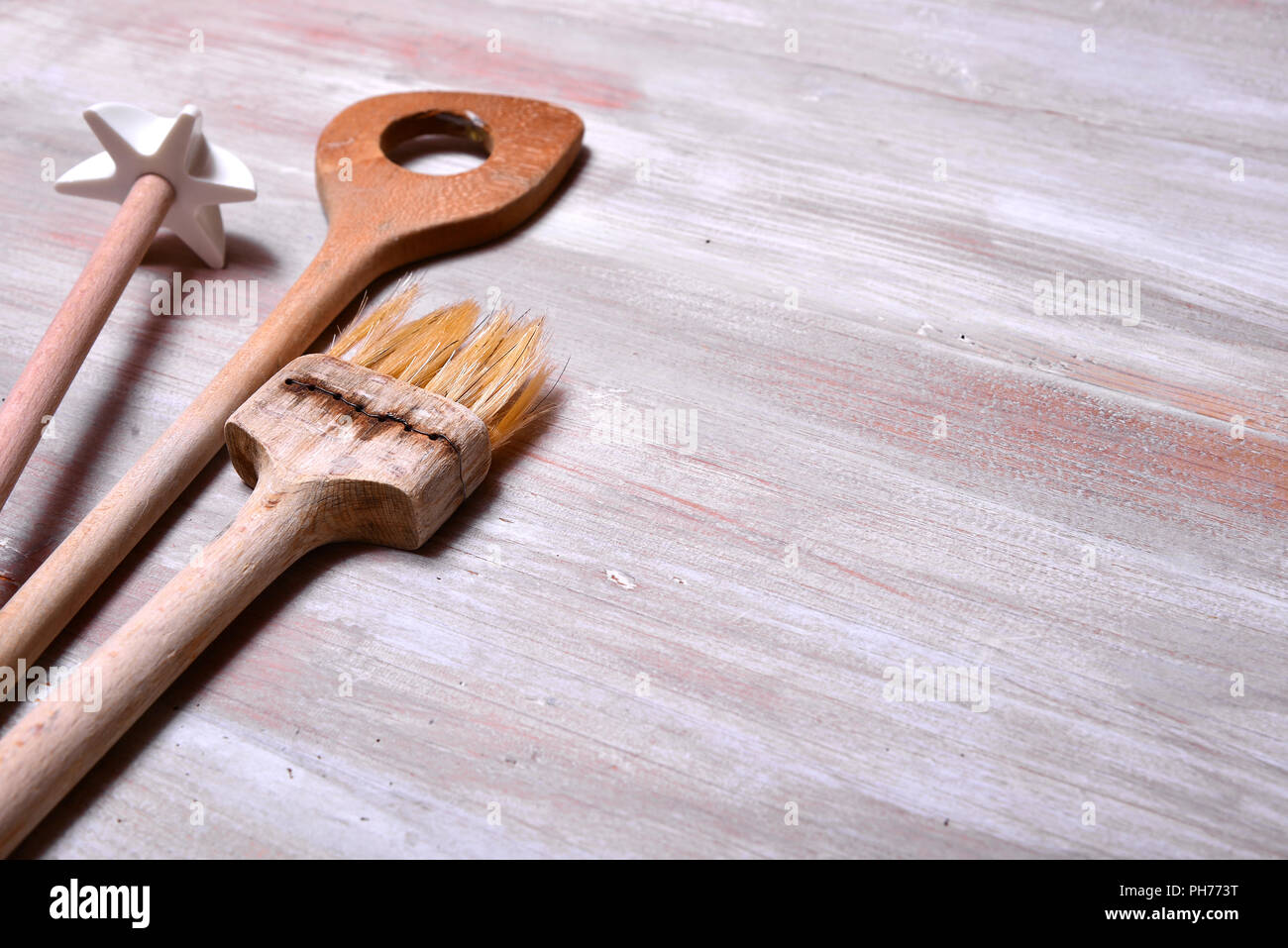 Cooking wooden spoon background Stock Photo - Alamy