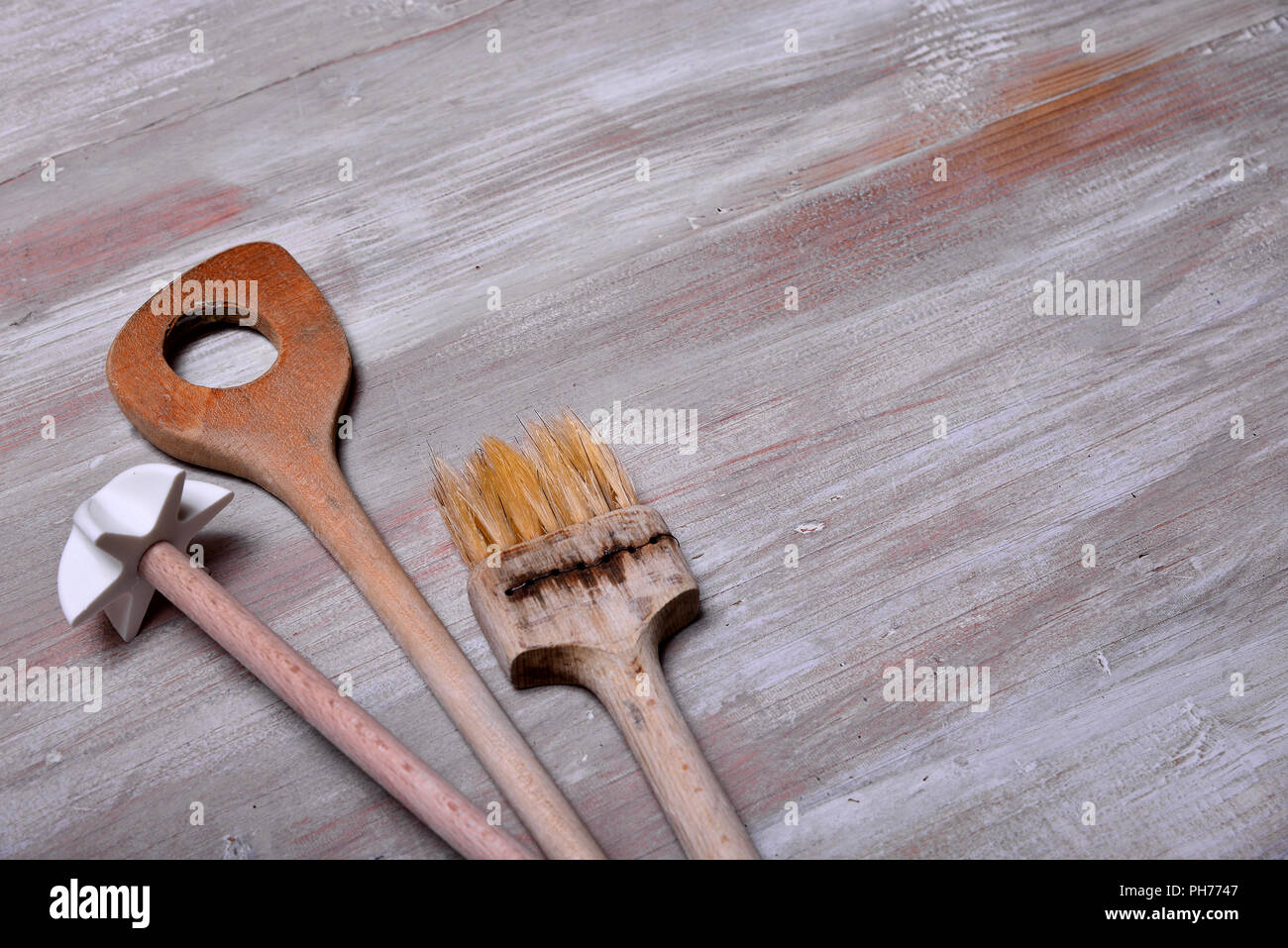 Cooking wooden spoon background Stock Photo - Alamy