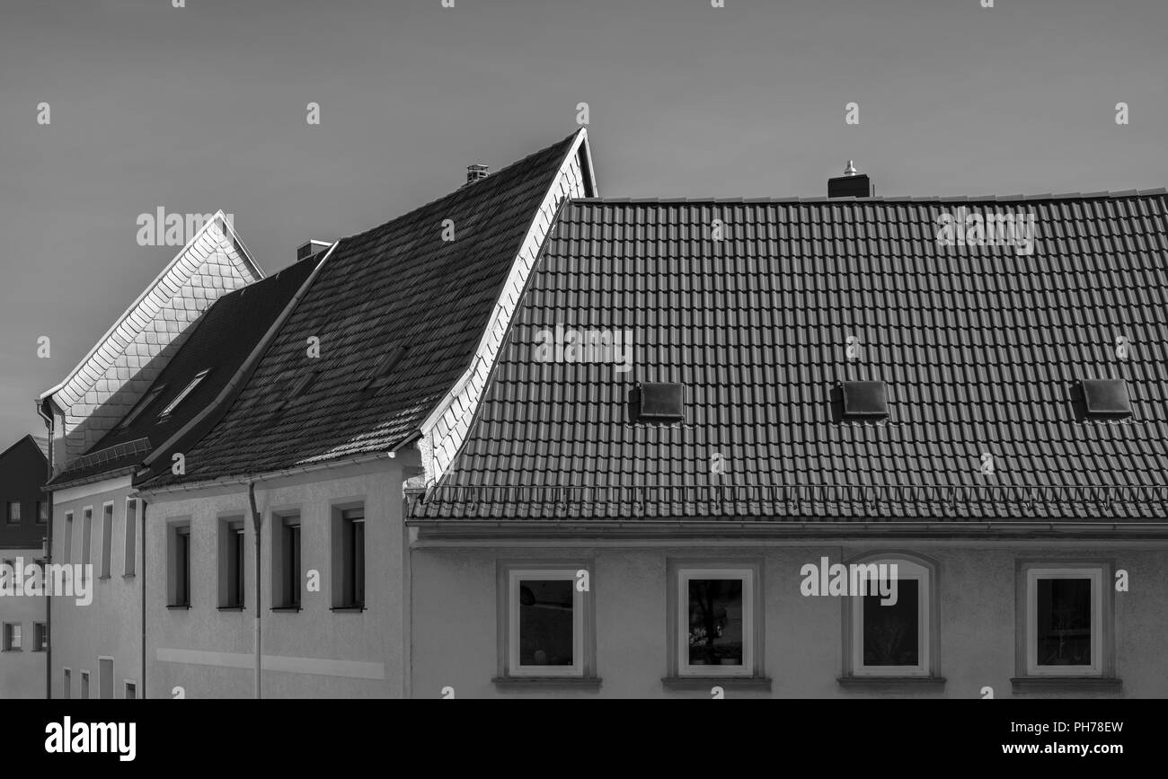 Roofs town houses Black and White Stock Photos & Images - Alamy