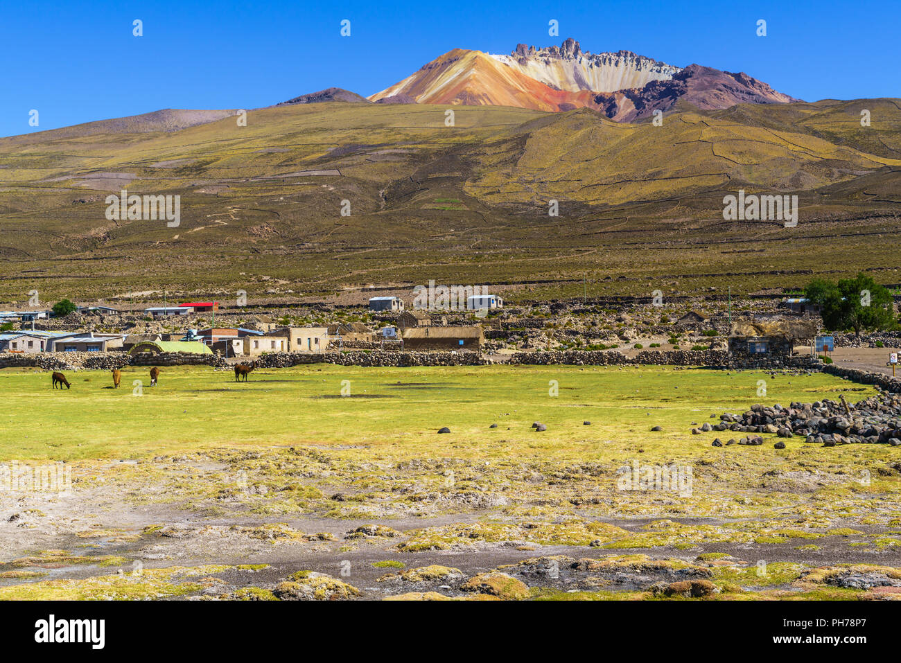 Volcano and village hi-res stock photography and images - Alamy