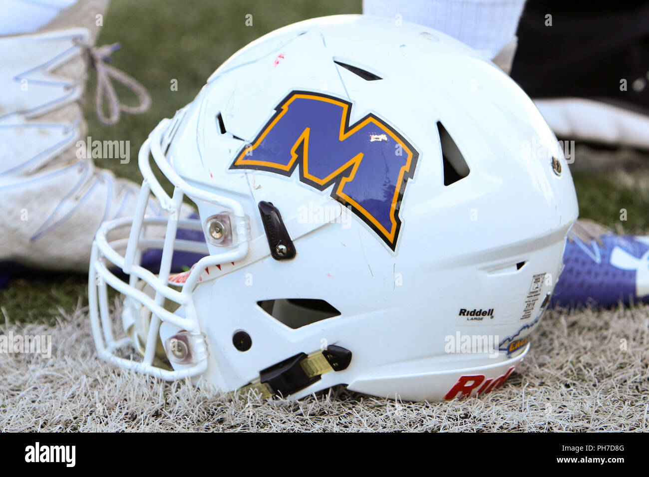 August 30, 2018: A Morehead State helmet prior to an NCAA football game ...
