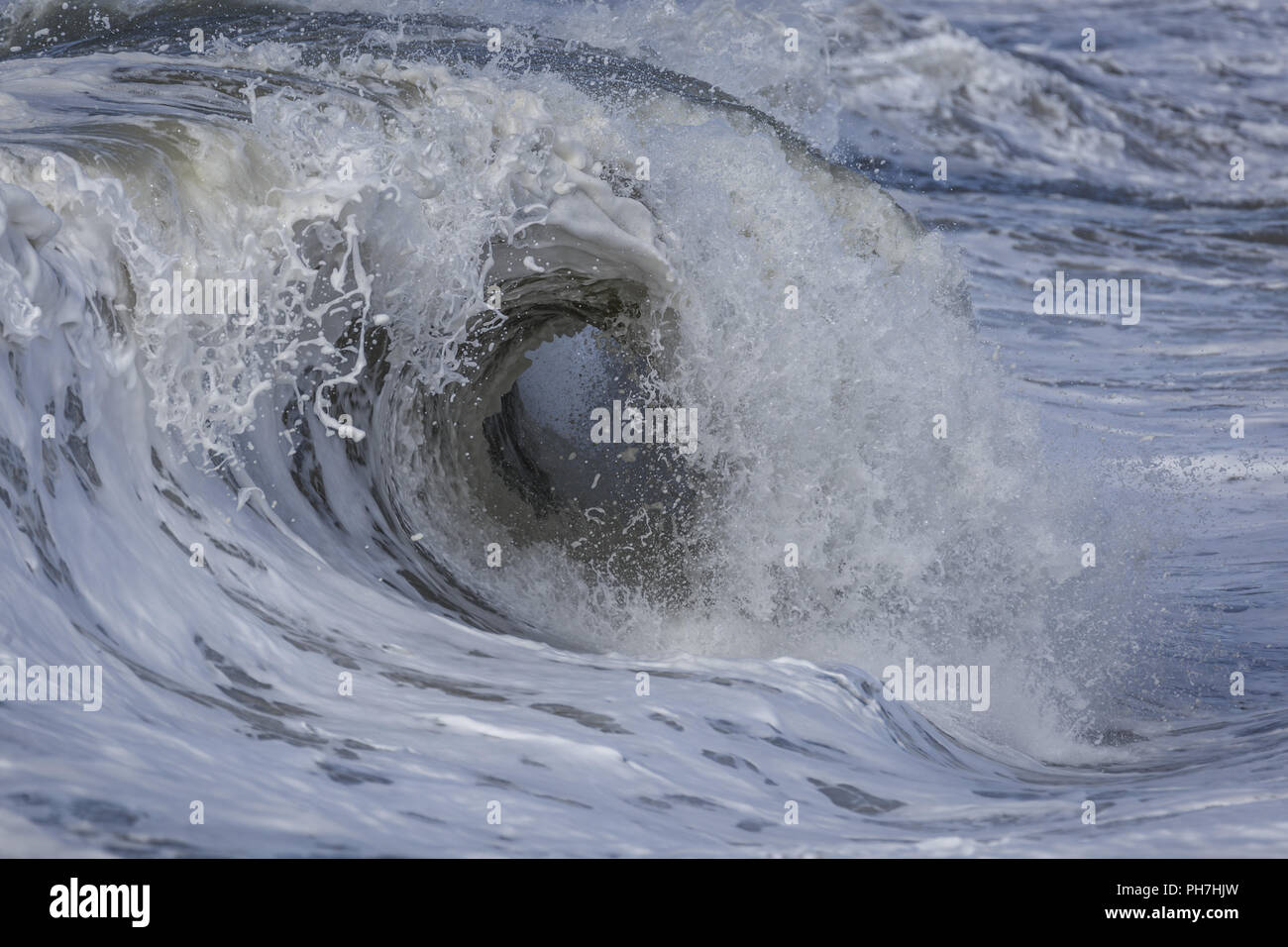 August 26, 2018 - Thorsminde, Midtjylland, Denmark - Wild sea in the ...