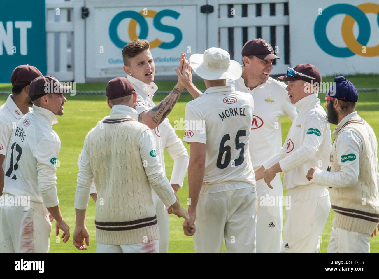 London, UK. 31 August 2018. Conor McKerr celebtrates with team mates ...