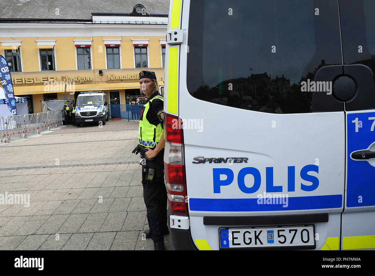 Malmo/Malmoe/MalMö/Sweden 31.August 2018 .100 of Swedish police stand ...