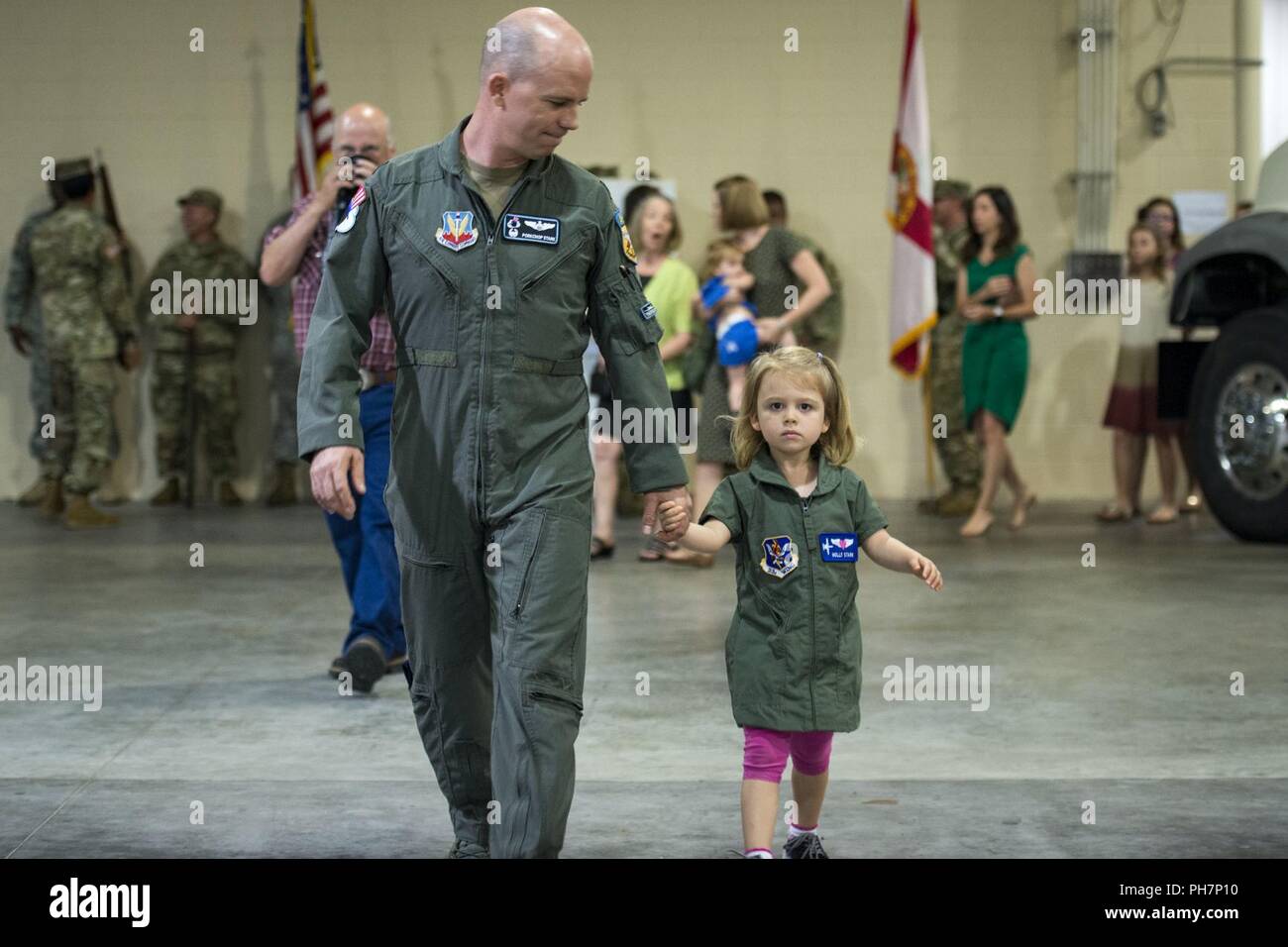 Lt. Col. Dale Stark, left, 598th Range Squadron commander, walks with ...