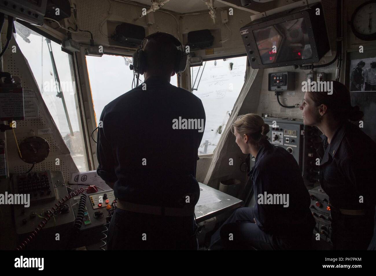 ATLANTIC OCEAN (June 29, 2018) Midshipmen watch as sailors on the ...