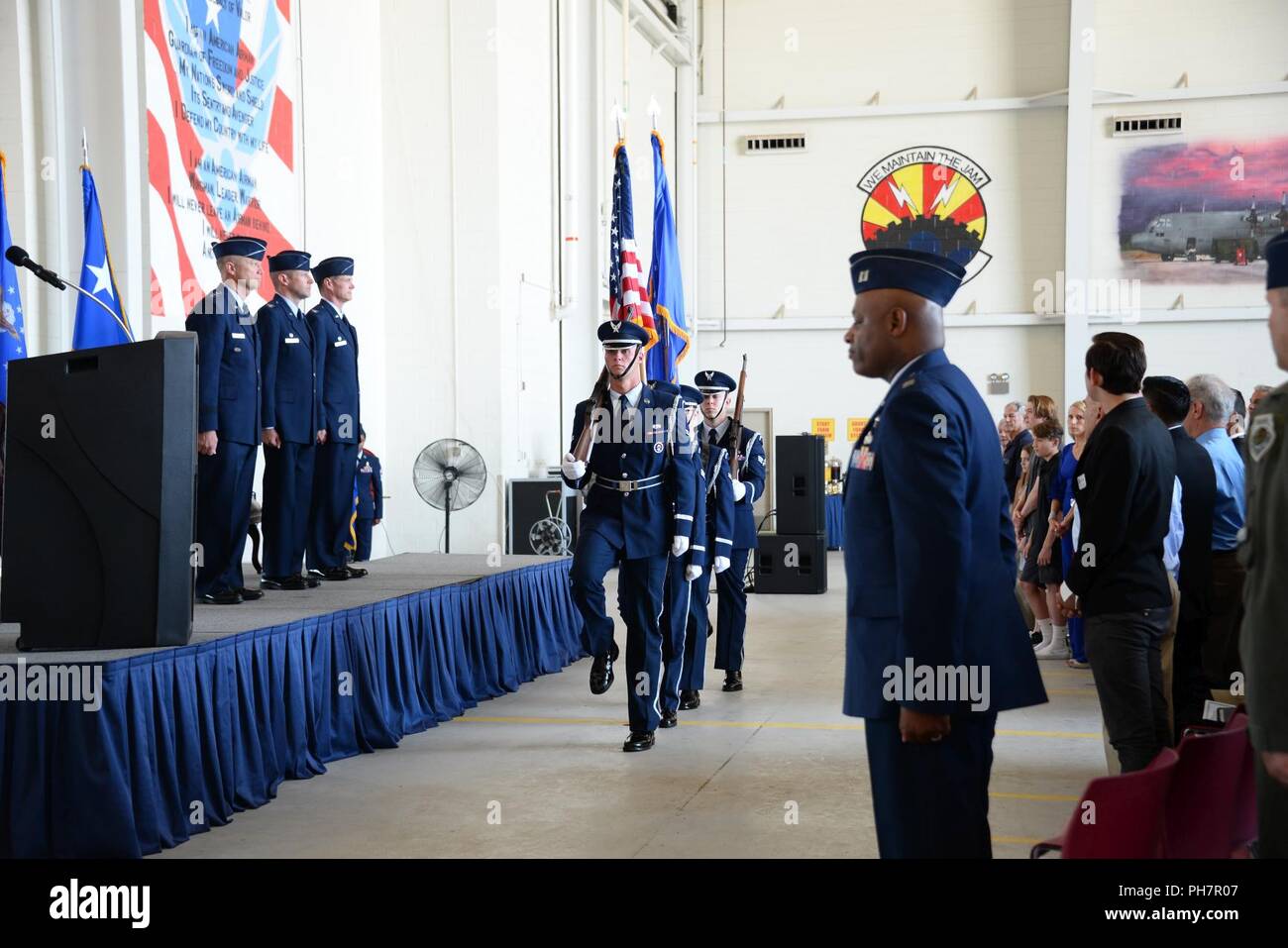 Davis-Monthan Air Force Base Honor Guard presents the colors during a ...