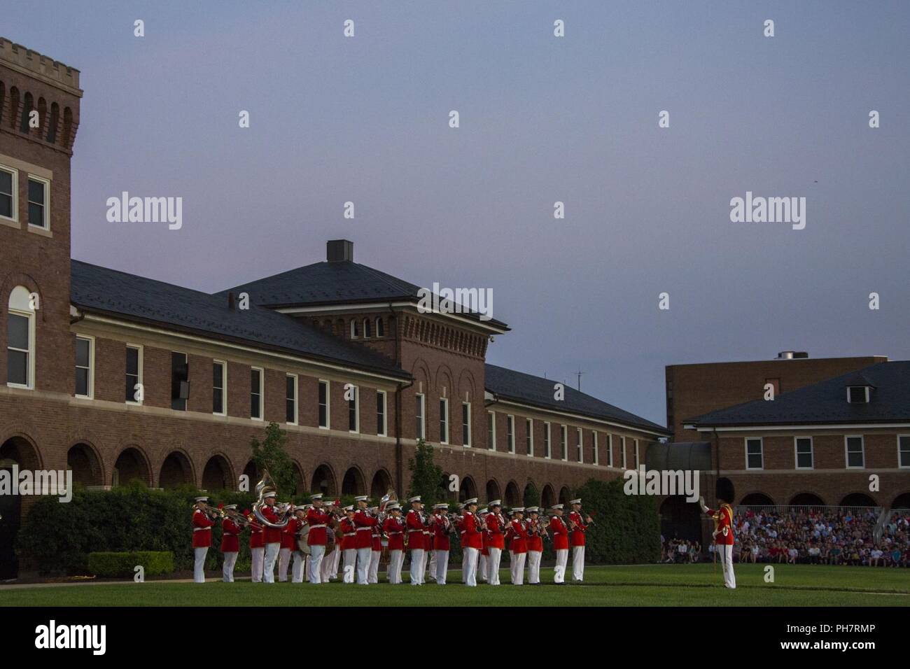 “The President’s Own” U.S. Marine Band perform during an evening parade ...