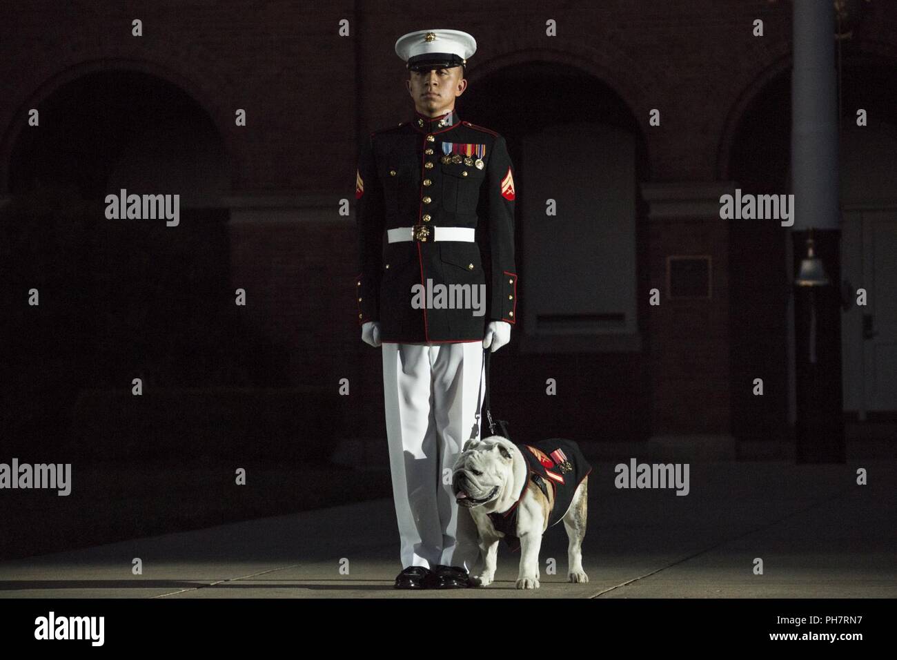 U.S. Marine Corps Cpl. Troy Nelson, mascot handler, Marine Barracks ...