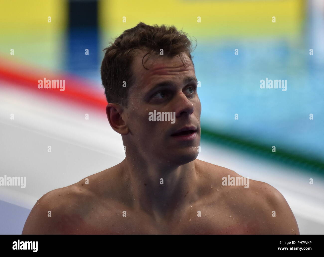 Budapest, Hungary - Jul 28, 2017. Competitive swimmer CIELO FILHO Cesar ...