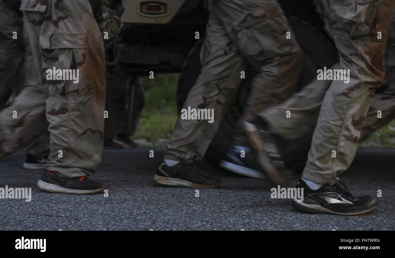 Junior ROTC cadets push a Humvee during a Monster Mash at Hurlburt ...