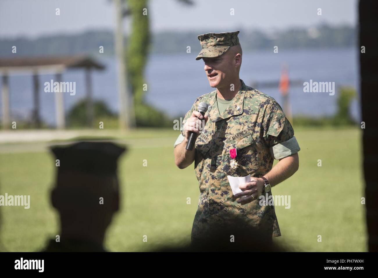 U.S. Marine Col. David P. Grant, outgoing commanding officer of Marine ...