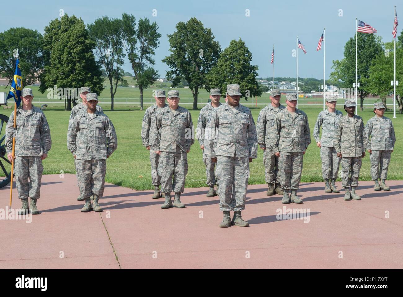 First Sergeants from Offutt Air Force Base, Nebraska, stand at ...