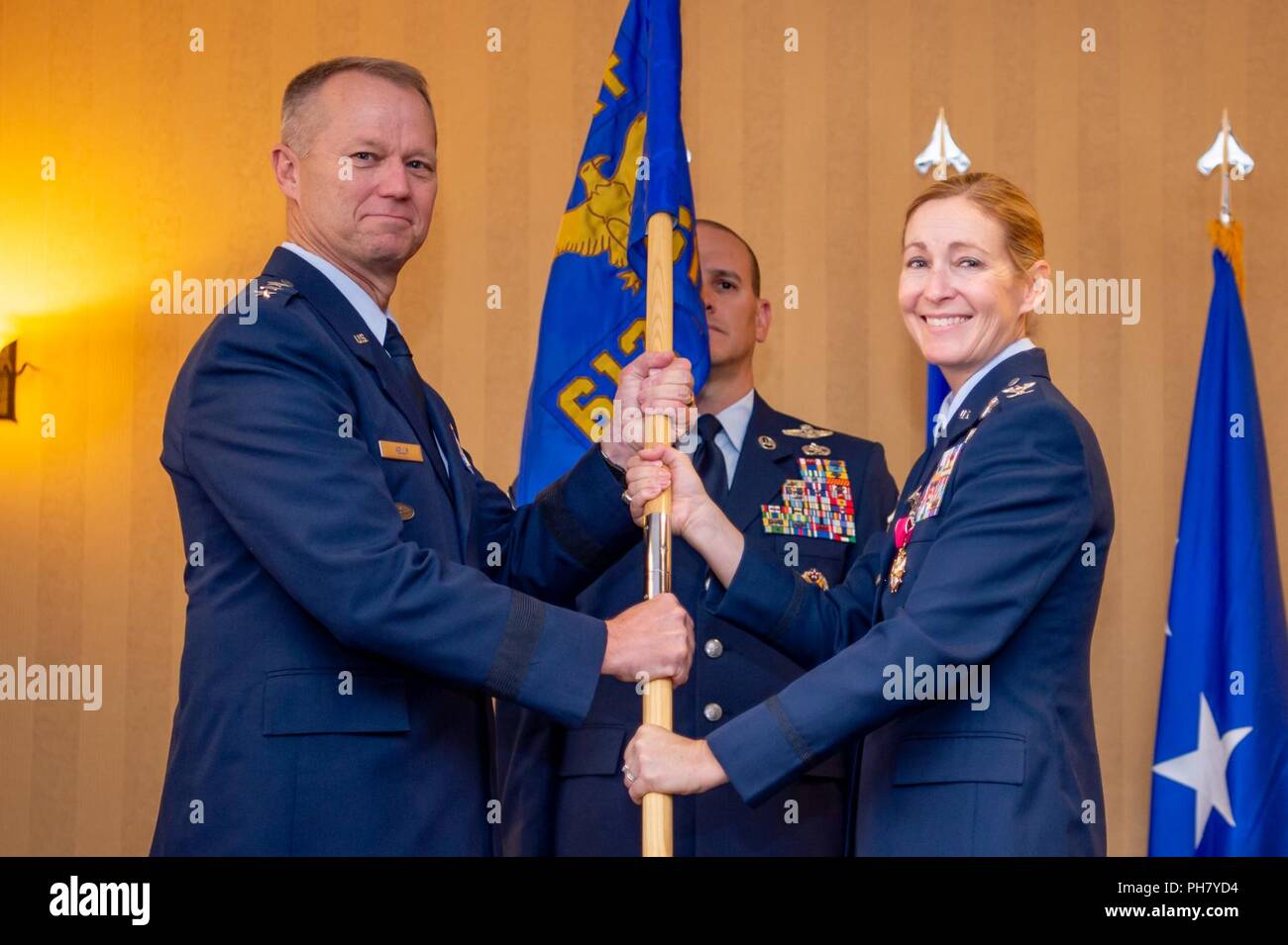 U.S. Air Force Col. Kim Campbell, outgoing commander, 612th Theater ...