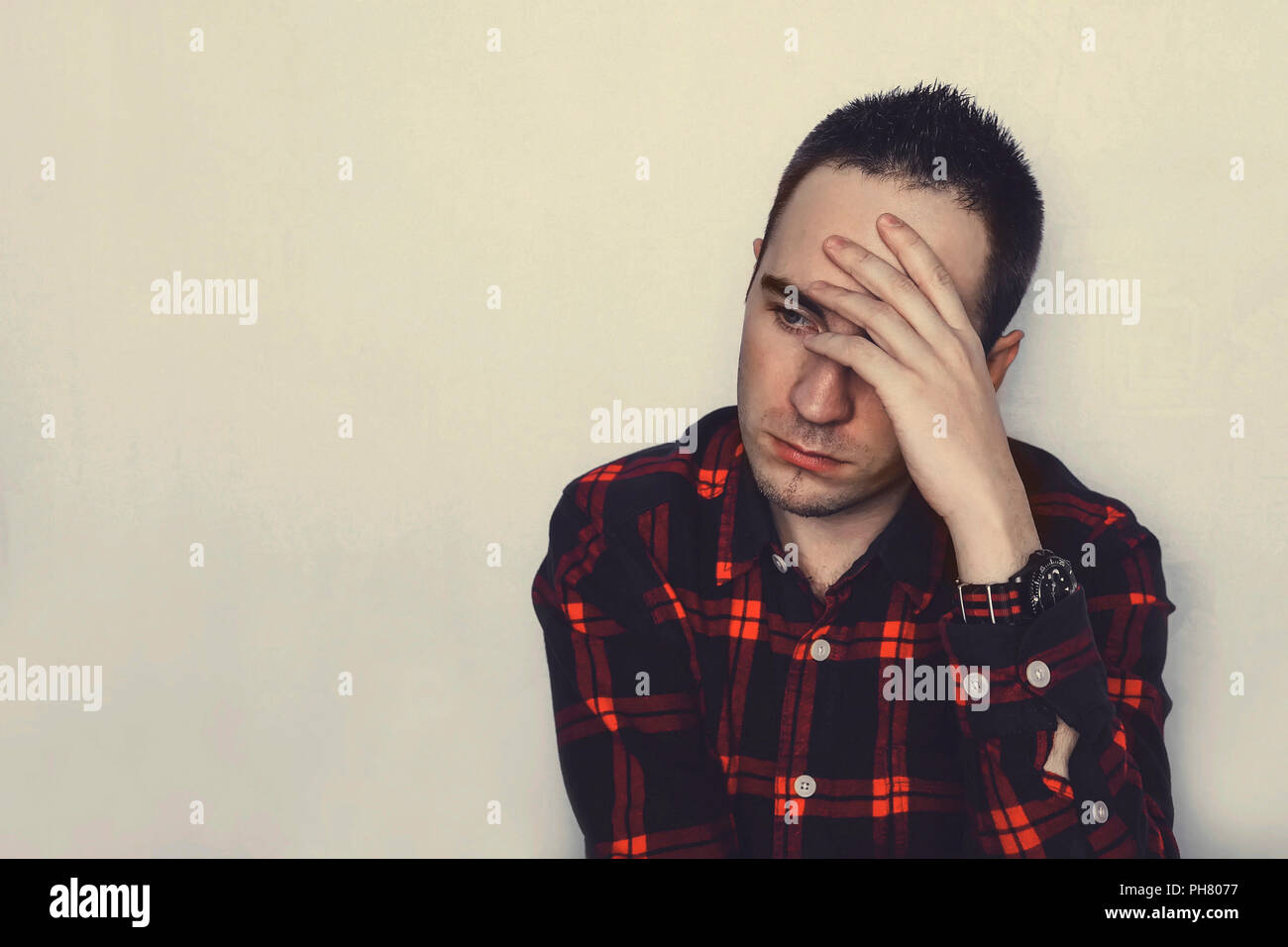 Sad Man. Teenager with Sad Expression Face Close Up. Depression ...