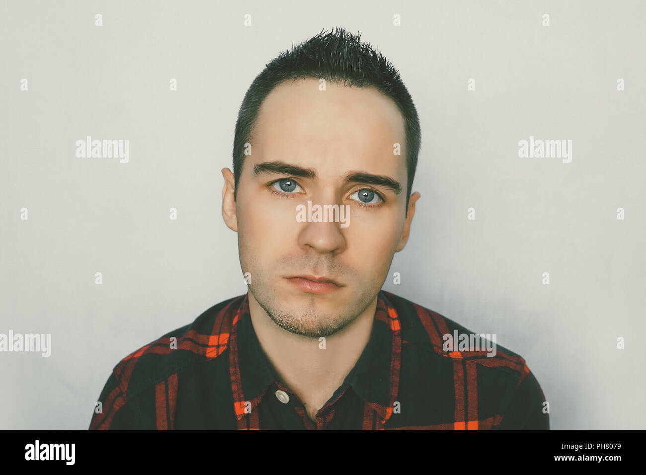 Sad face of young guy. Man cry with tears. Young Handsome guy with a ...
