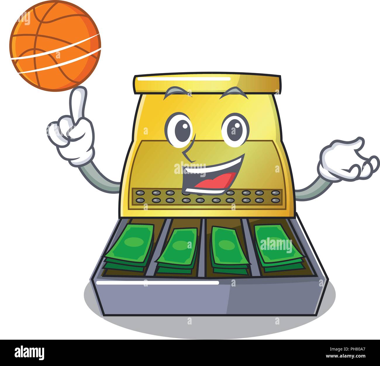 With basketball electronic cash register isolated on a cartoon vector ...