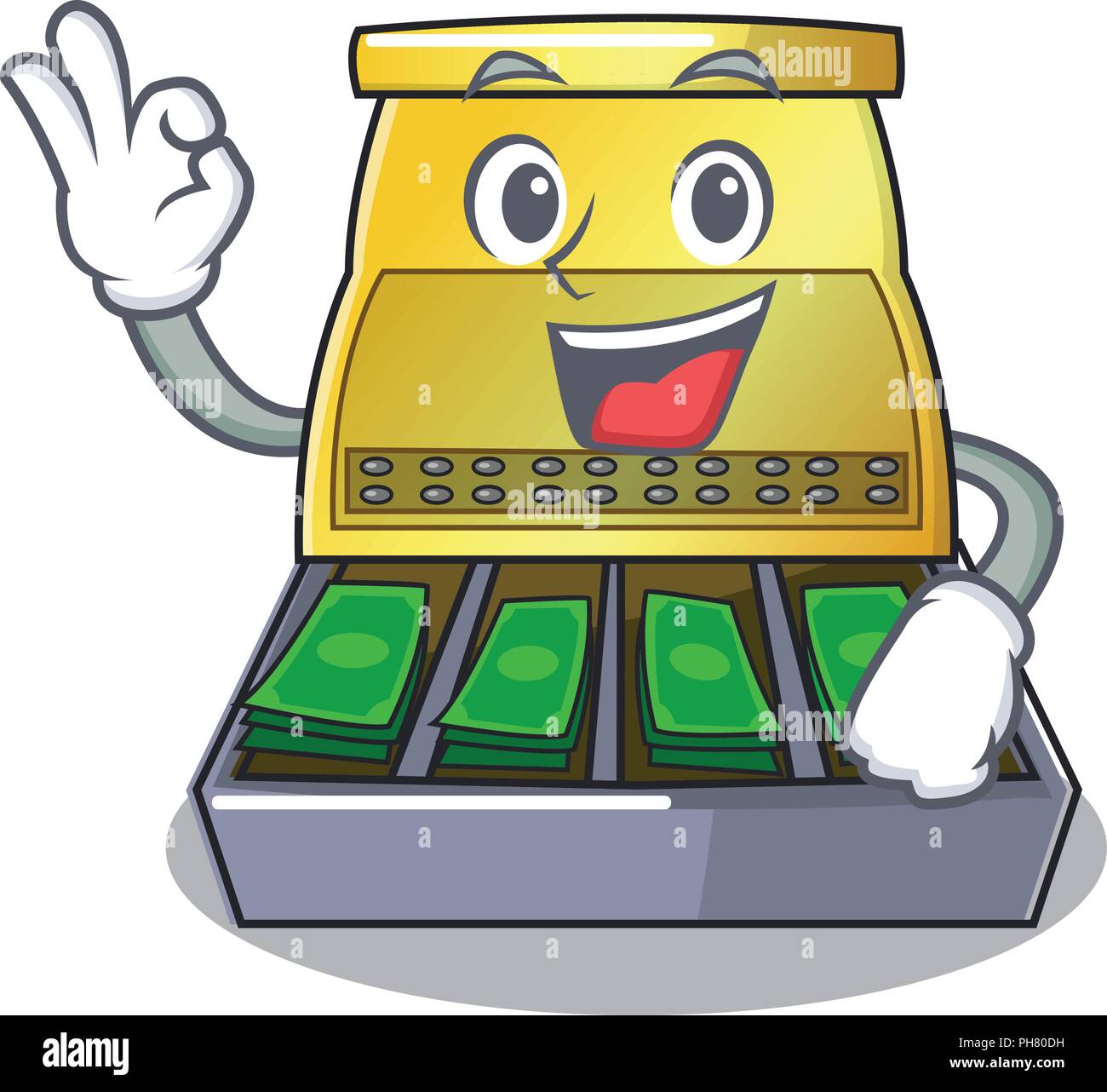Okay cartoon vintage cash register front view vector illustration Stock ...