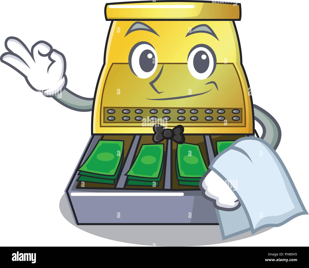 Waiter cash register with LCD display cartoon vector illustration Stock ...
