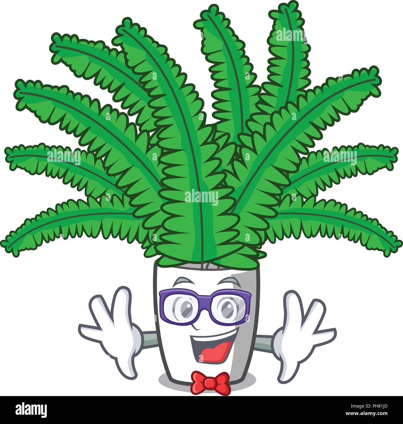 Geek beautiful cartoon ferns in green foliage vector ilustration Stock ...