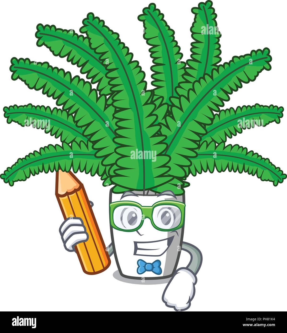 Student beautiful cartoon ferns in green foliage vector ilustration ...