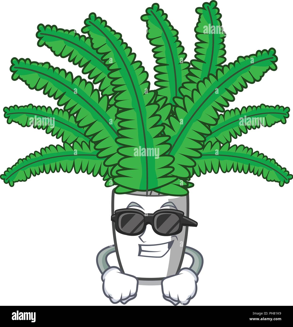 Super cool beautiful cartoon ferns in green foliage vector ilustration ...