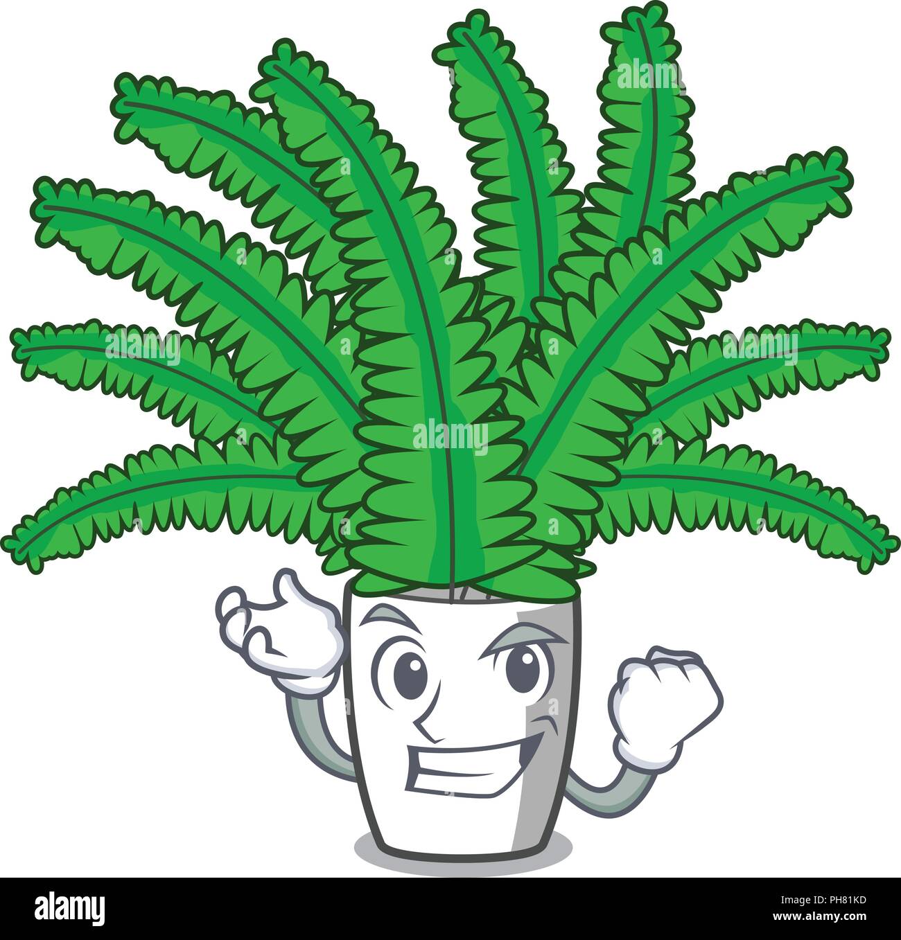 Successful beautiful cartoon ferns in green foliage vector ilustration ...
