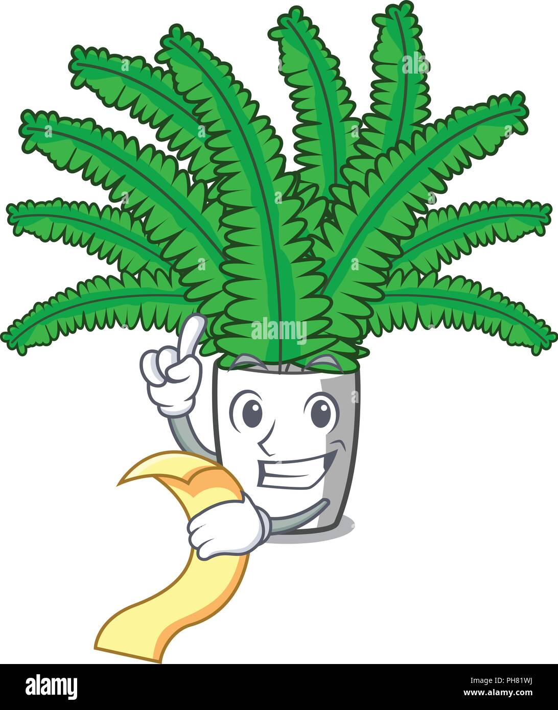 With menu cartoon natural green fern in the forest vector illusaration ...