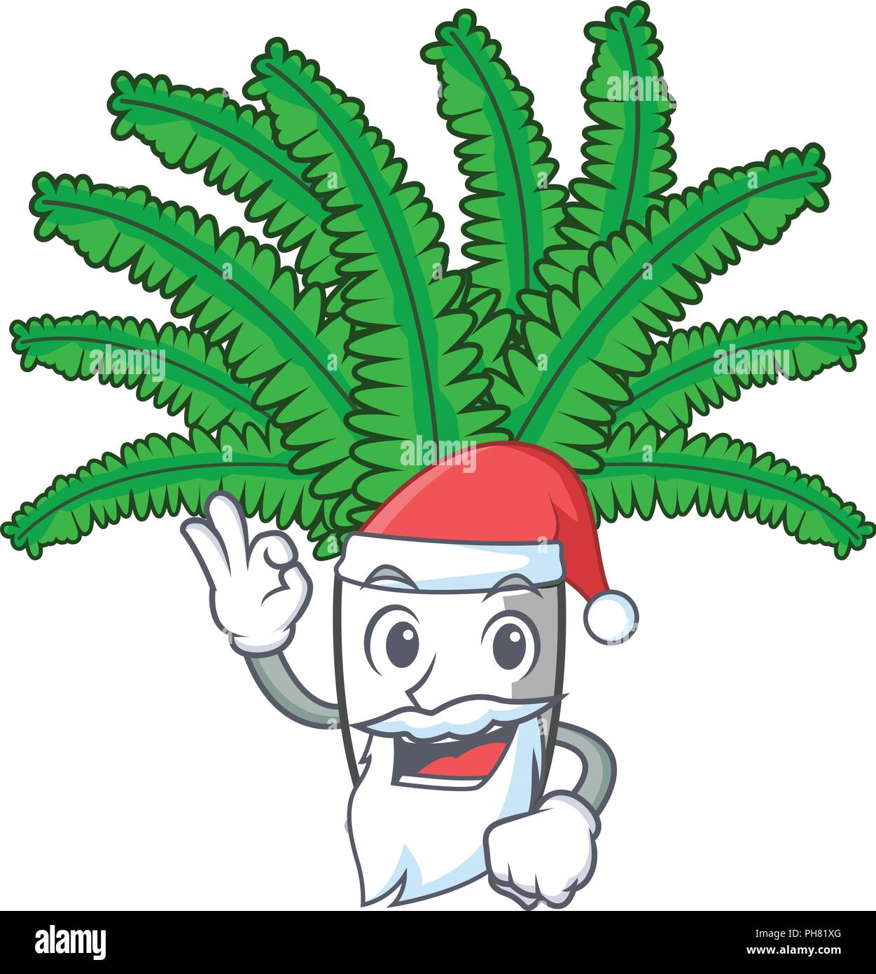 Santa fresh fern branch isolated on mascot vector illustration Stock ...