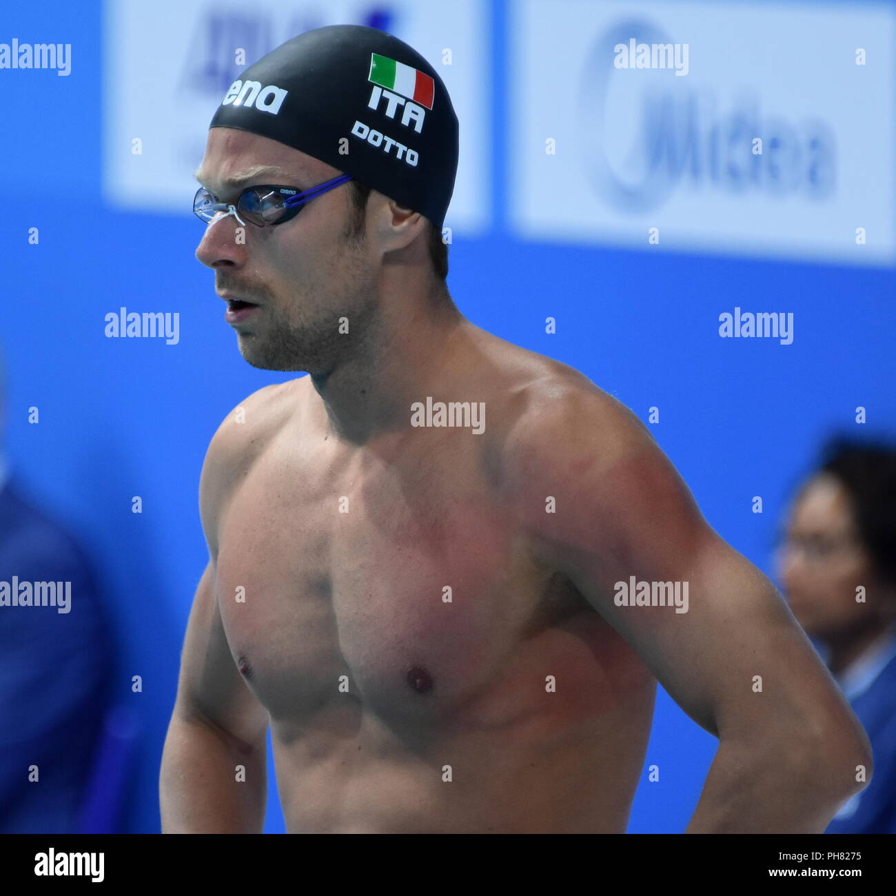 Budapest, Hungary - Jul 28, 2017. Competitive swimmer DOTTO Luca (ITA ...