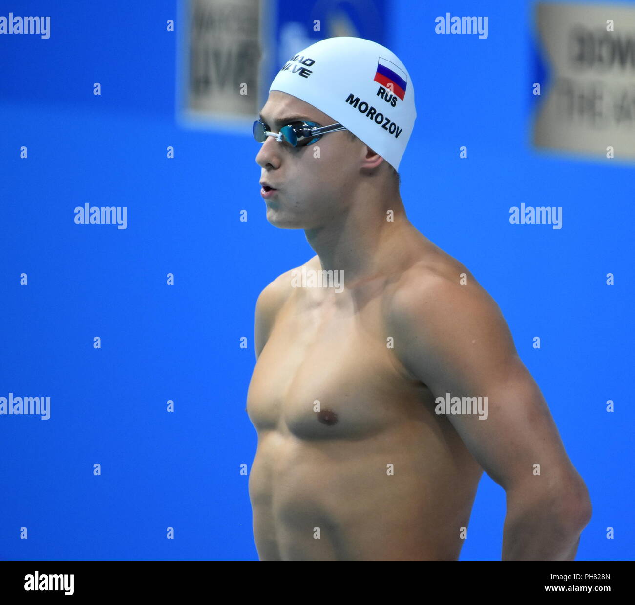 Budapest, Hungary - Jul 28, 2017. Competitive swimmer MOROZOV Vladimir ...