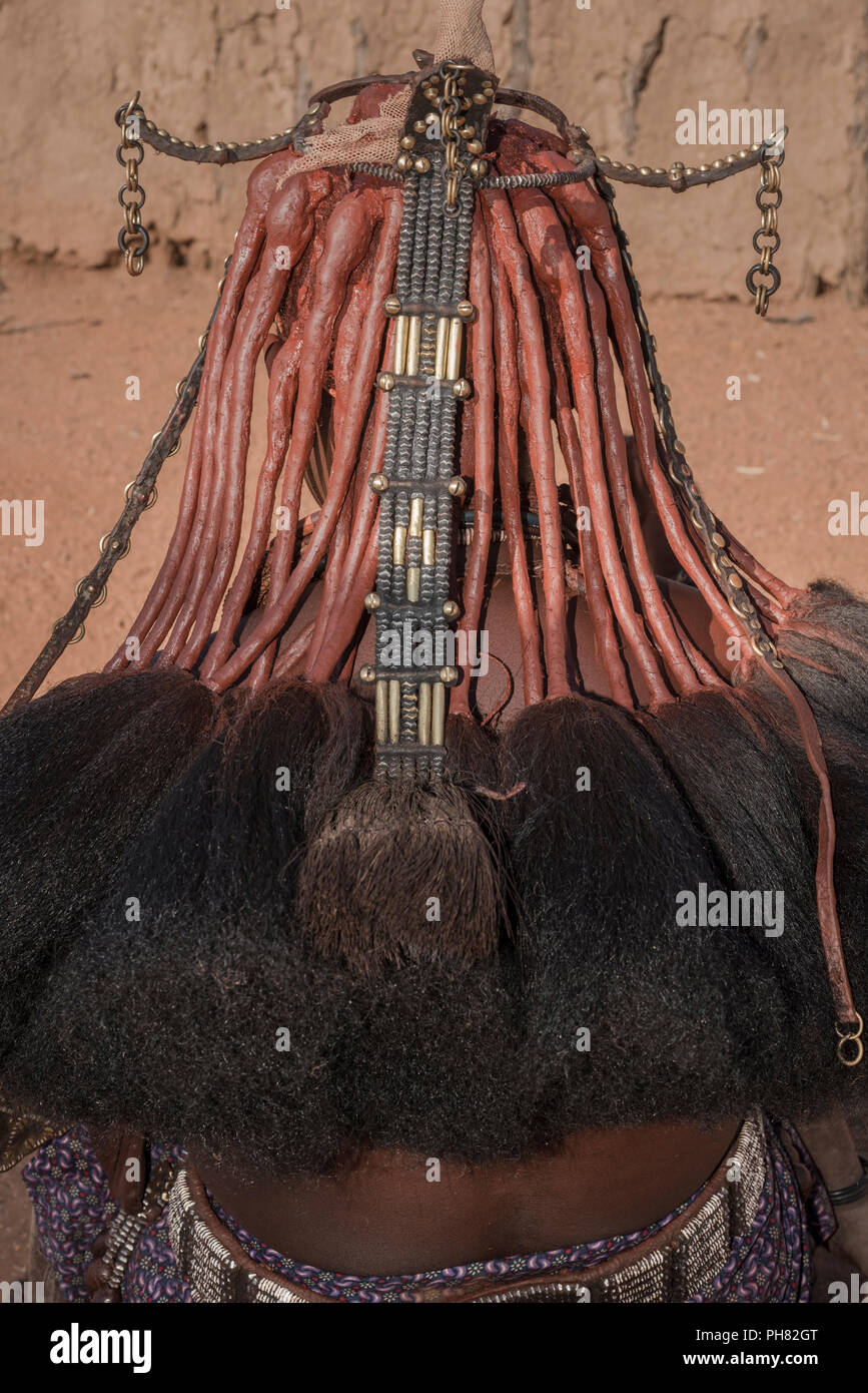 Ovahimba or Himba, hair accessories of a married woman, Kunene district ...