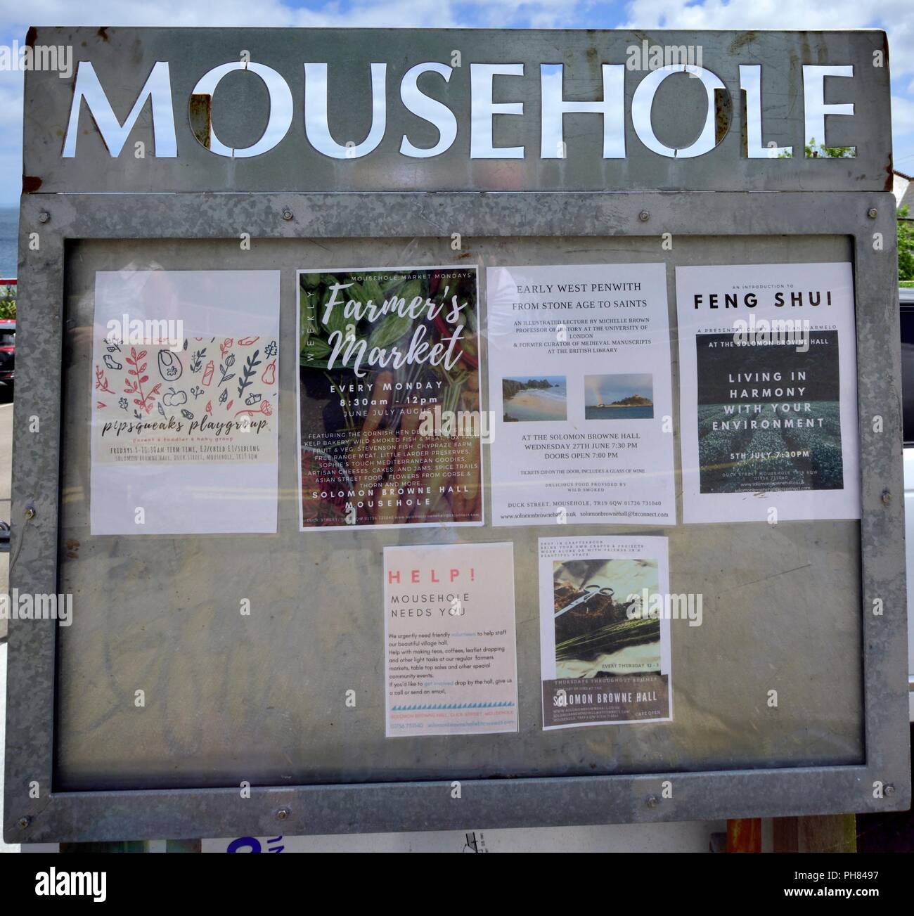 Mousehole village sign,Mousehole,Cornwall,England,UK Stock Photo - Alamy