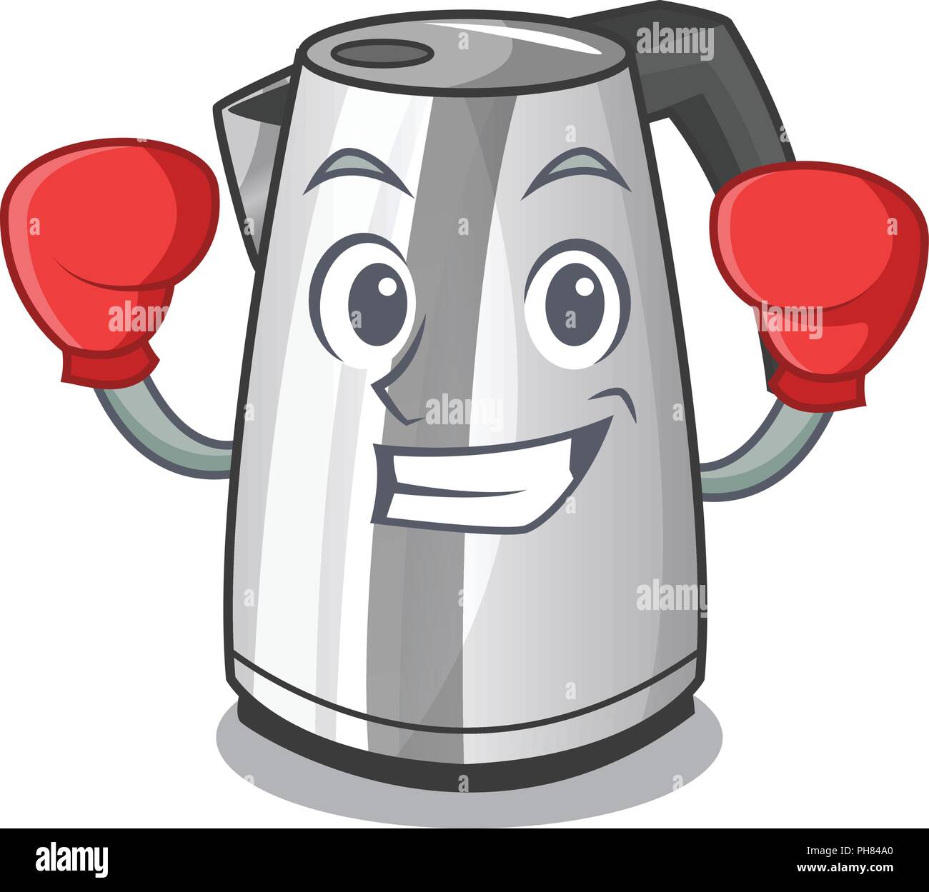 Boxing electric stainless steel kettle on character vector illustration ...