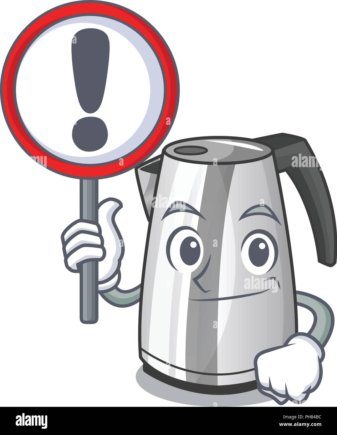 With sign electric stainless steel kettle on character vector ...