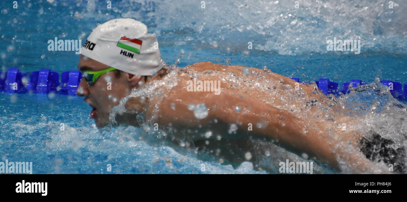 Budapest, Hungary - Jul 28, 2017. Competitive swimmer MILAK Kristof ...