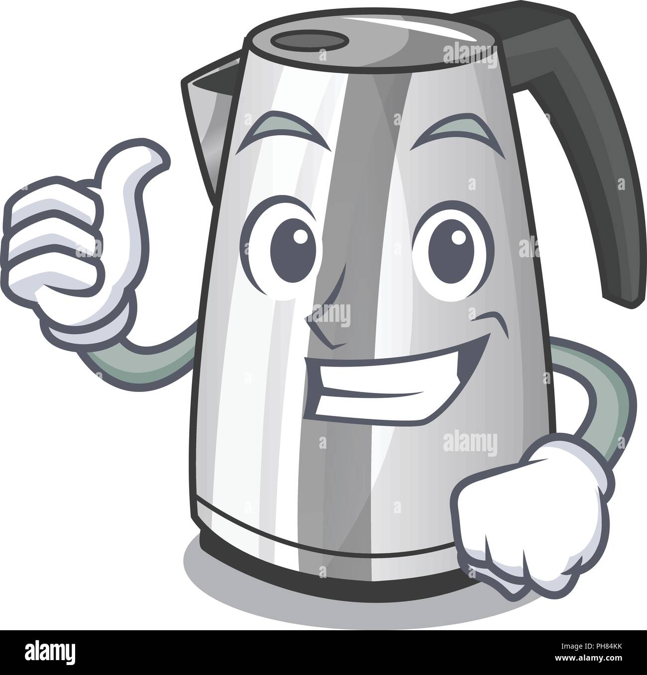 Thumbs up plastic electric kettle isolated on cartoon vector ...