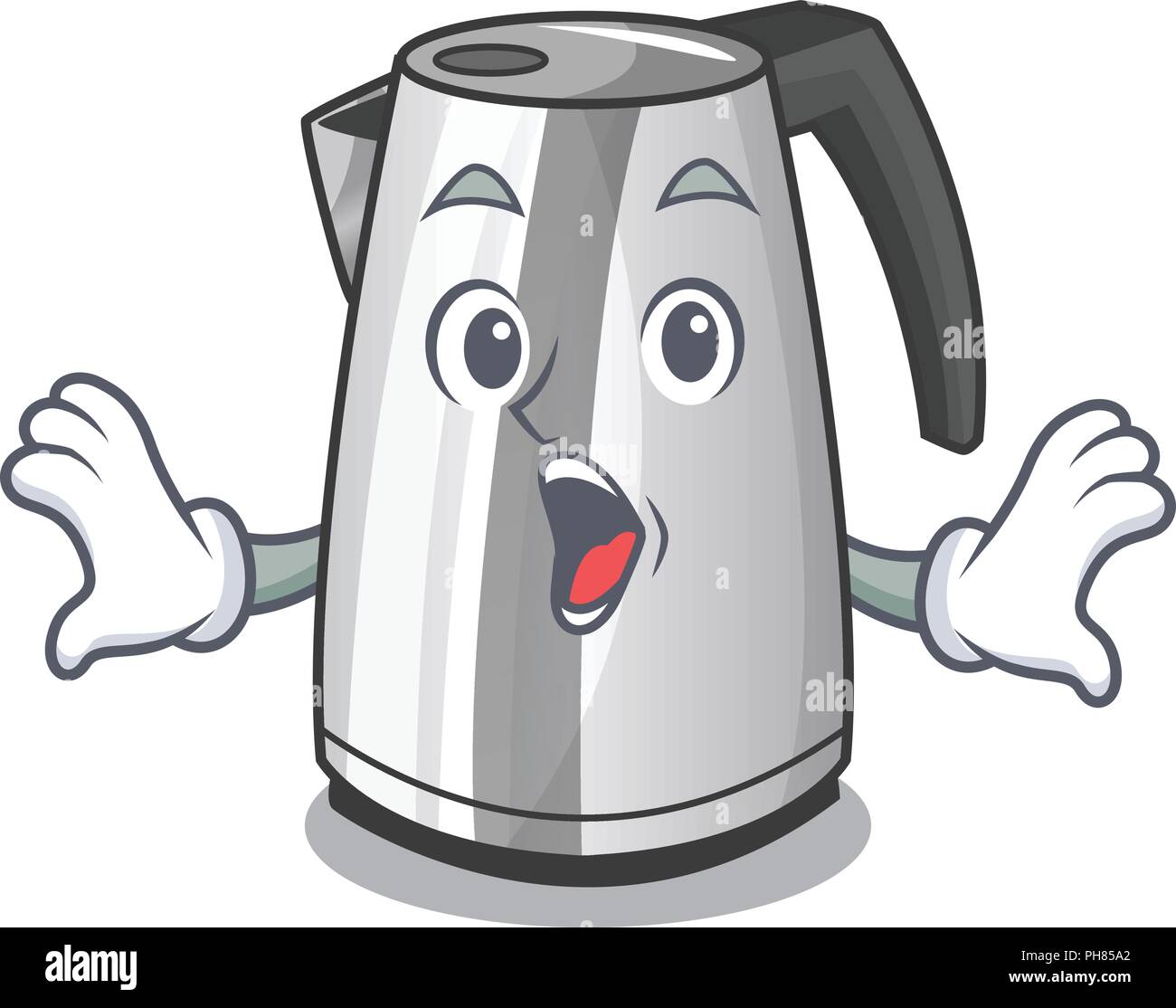 Surprised kitchen electric kettle on a mascot vector illustration Stock ...