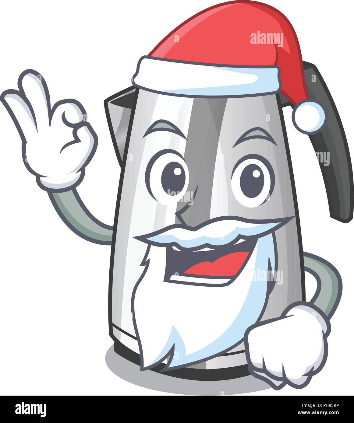 Santa mascot cartoon household kitchen electric kettle vector ...