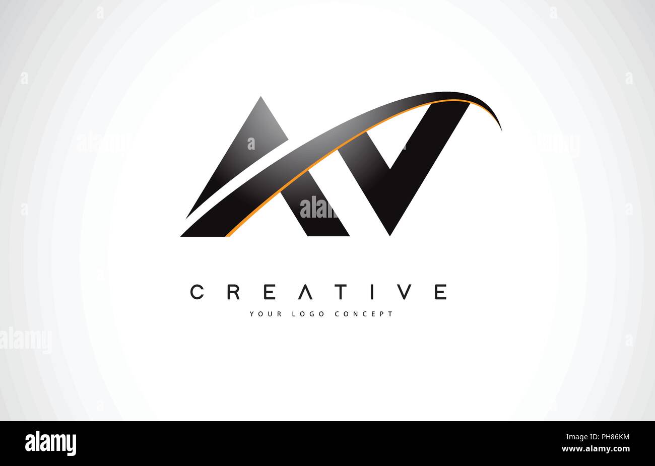 AV A V Swoosh Letter Logo Design with Modern Yellow Swoosh Curved Lines ...