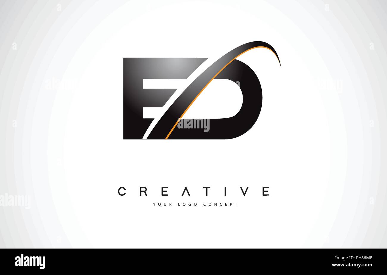 ED E D Swoosh Letter Logo Design with Modern Yellow Swoosh Curved Lines ...