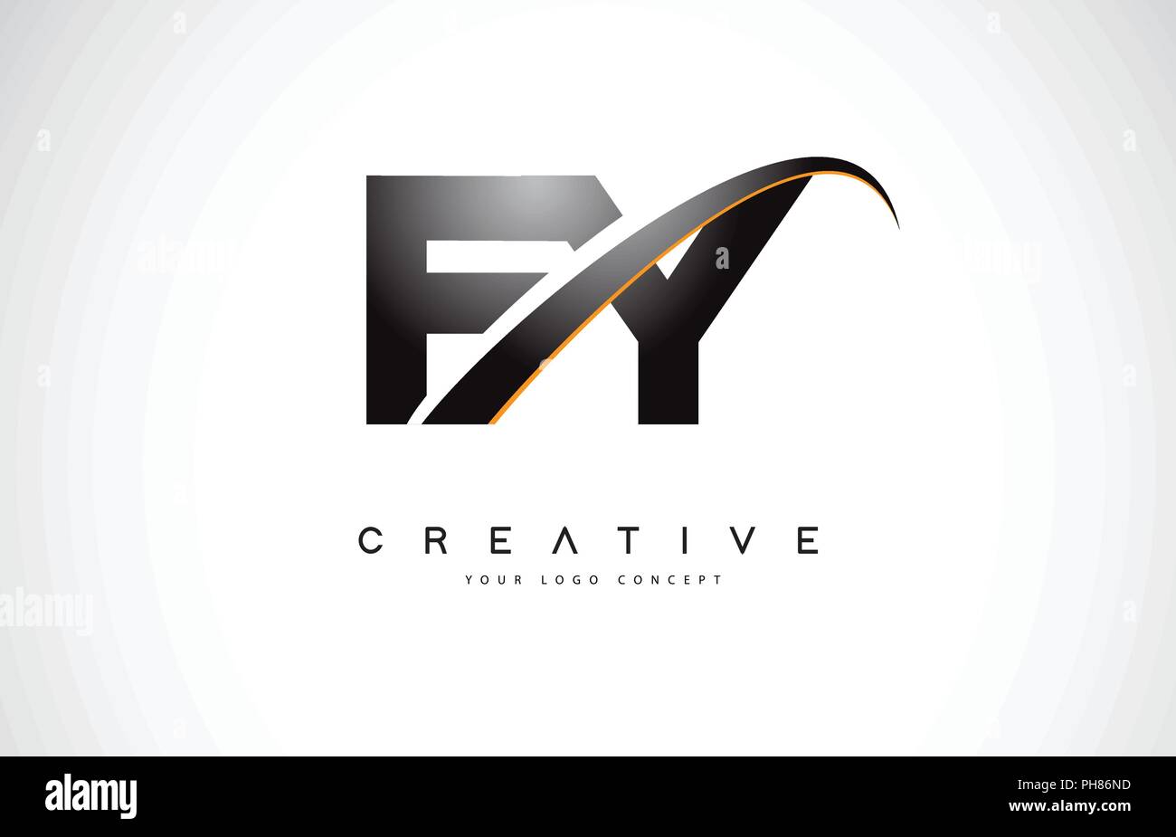 FY F Y Swoosh Letter Logo Design with Modern Yellow Swoosh Curved Lines ...