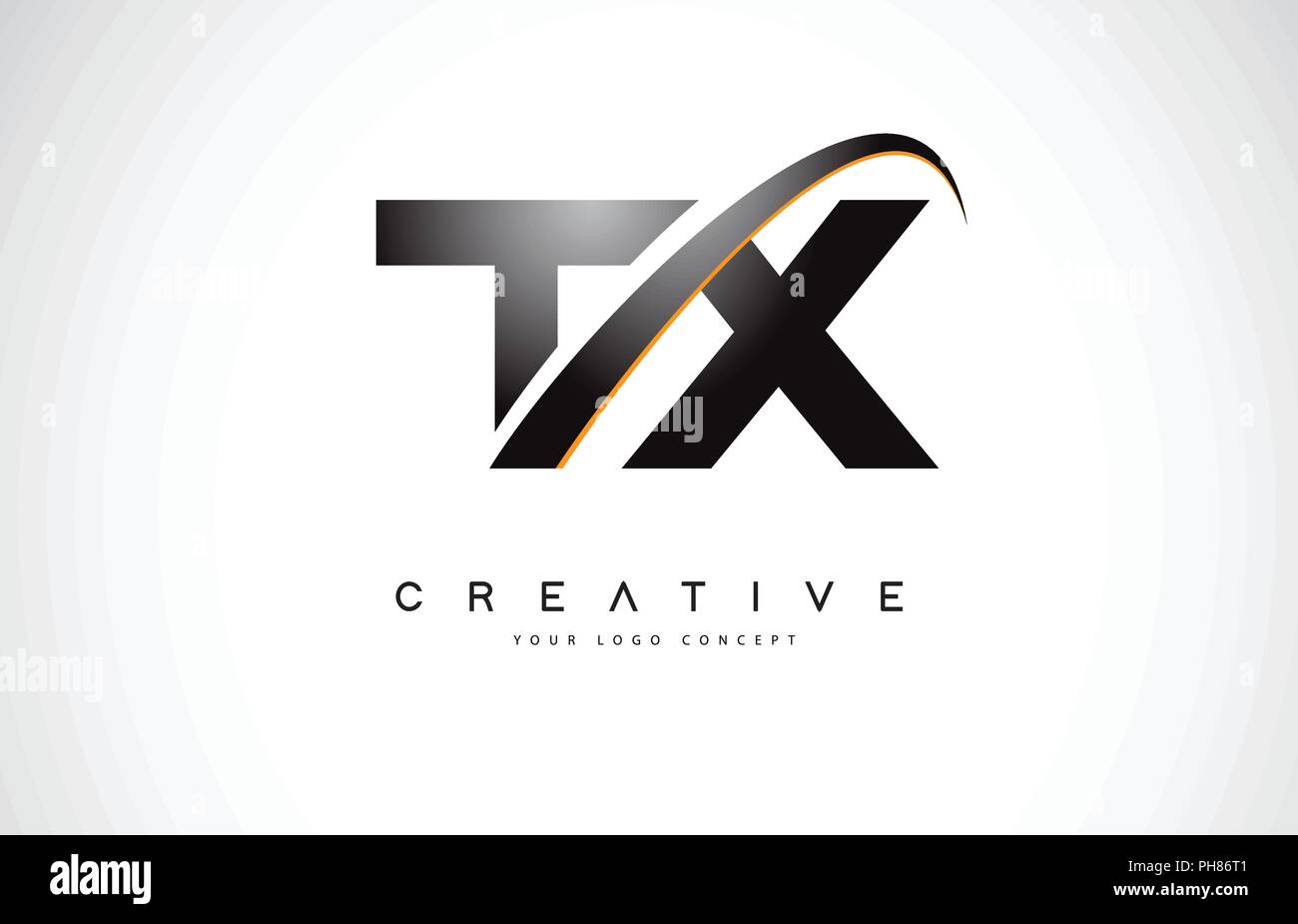 TX T X Swoosh Letter Logo Design with Modern Yellow Swoosh Curved Lines ...