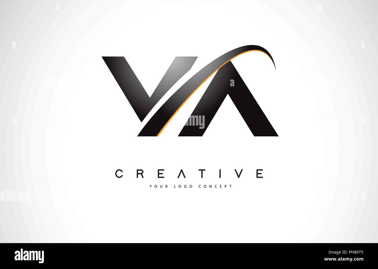 VA V A Swoosh Letter Logo Design with Modern Yellow Swoosh Curved Lines ...