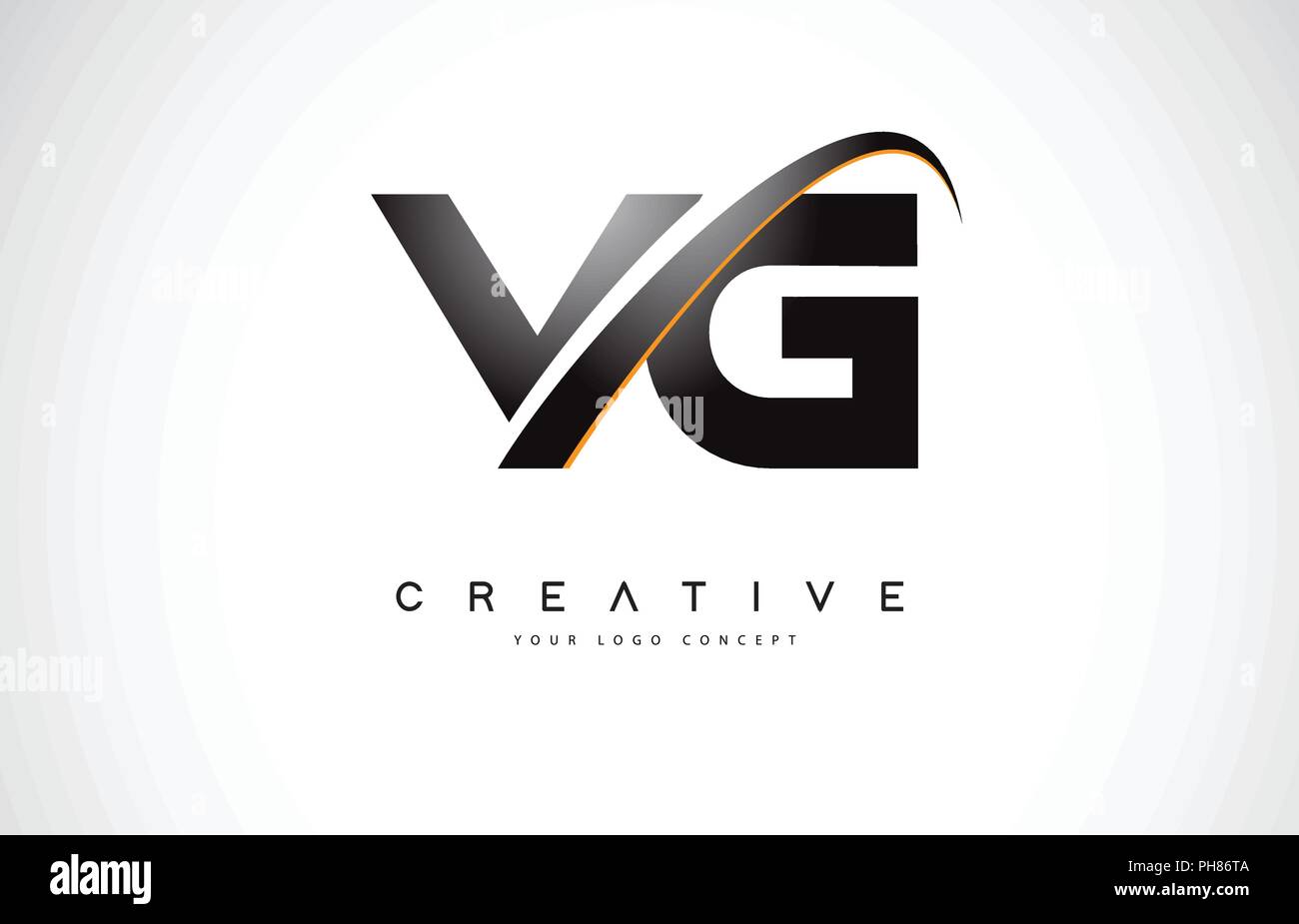 VG V G Swoosh Letter Logo Design with Modern Yellow Swoosh Curved Lines ...