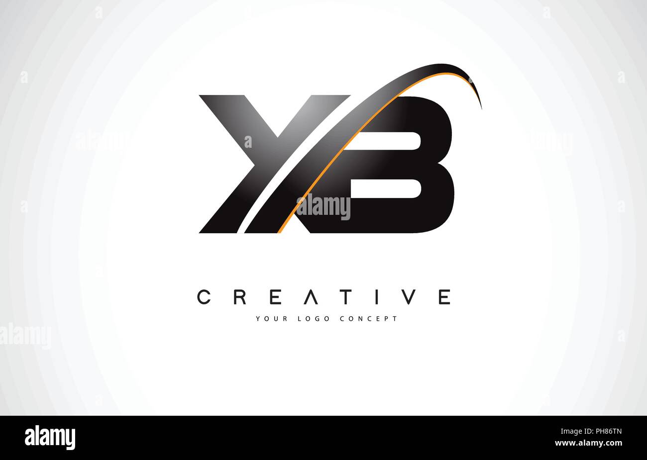 XB X B Swoosh Letter Logo Design with Modern Yellow Swoosh Curved Lines ...