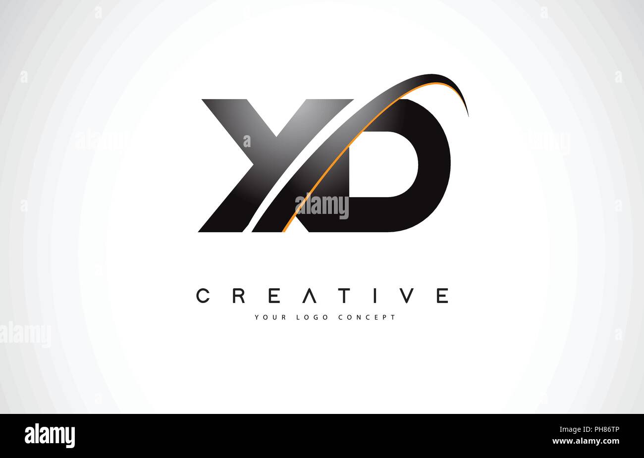 XD X D Swoosh Letter Logo Design with Modern Yellow Swoosh Curved Lines ...