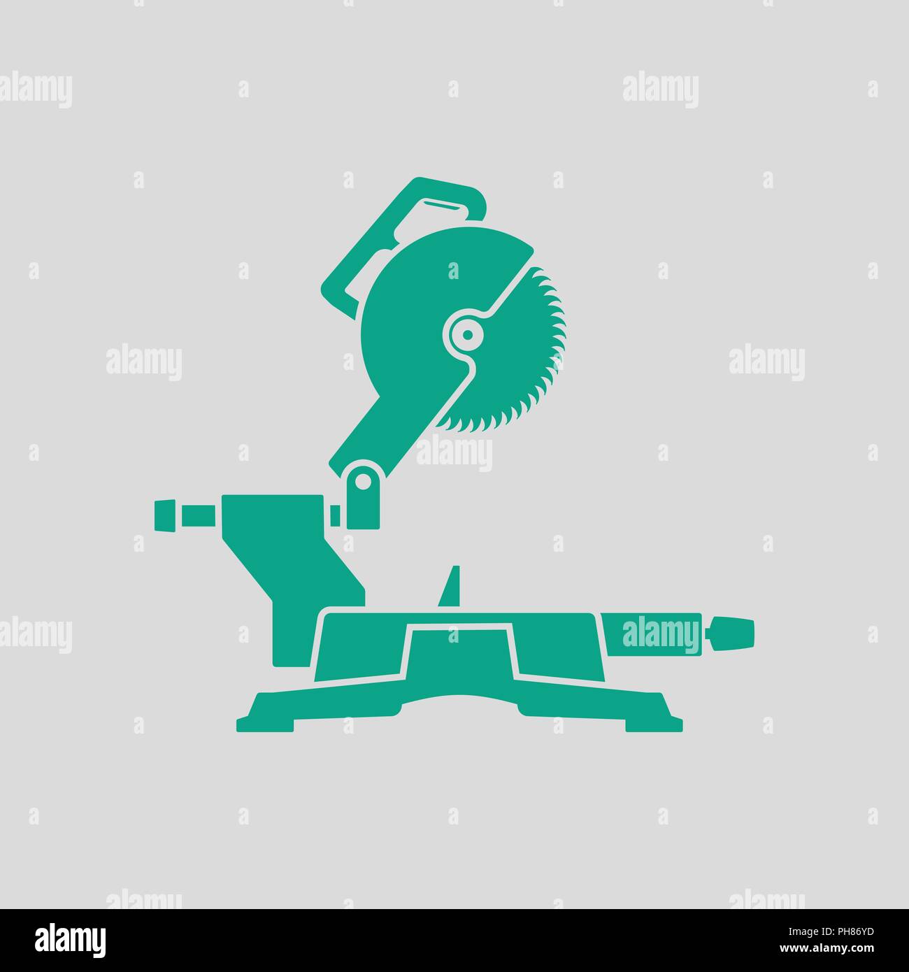 Circular end saw icon. Gray background with green. Vector illustration ...