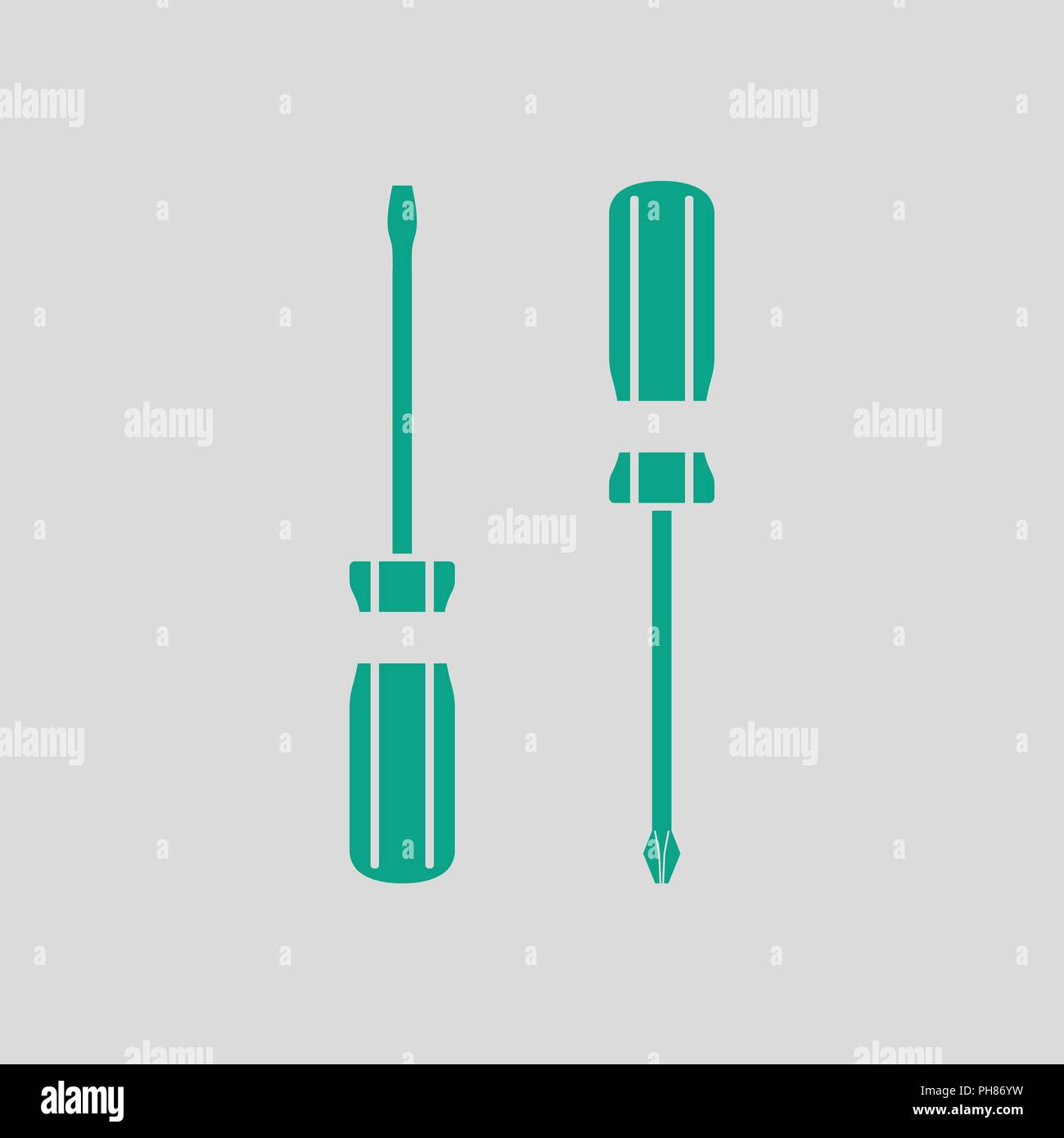 Screwdriver icon. Gray background with green. Vector illustration Stock ...