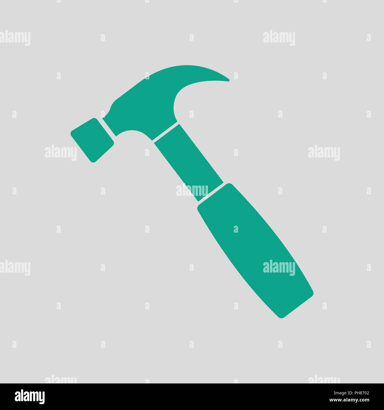 Hammer icon. Gray background with green. Vector illustration Stock ...